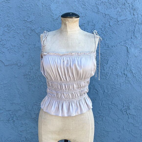 Reformation | Tops | Reformation Womens L Silk Viviana Smocked Satin ...